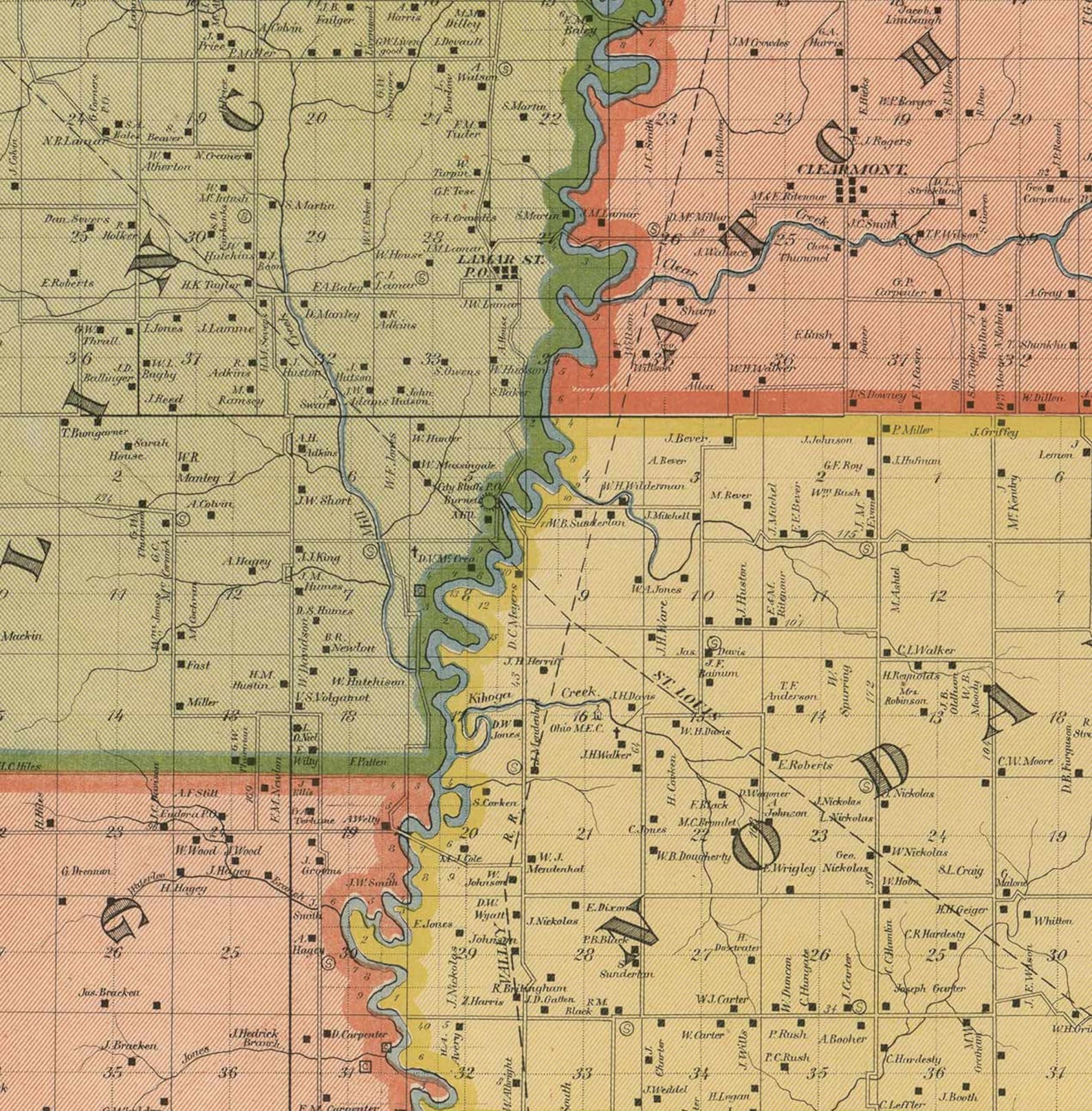 Nodaway County Missouri 1900 Old Wall Map With Landowner & | Etsy