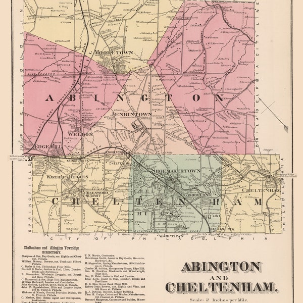 Cheltenham Pennsylvania Map - Etsy