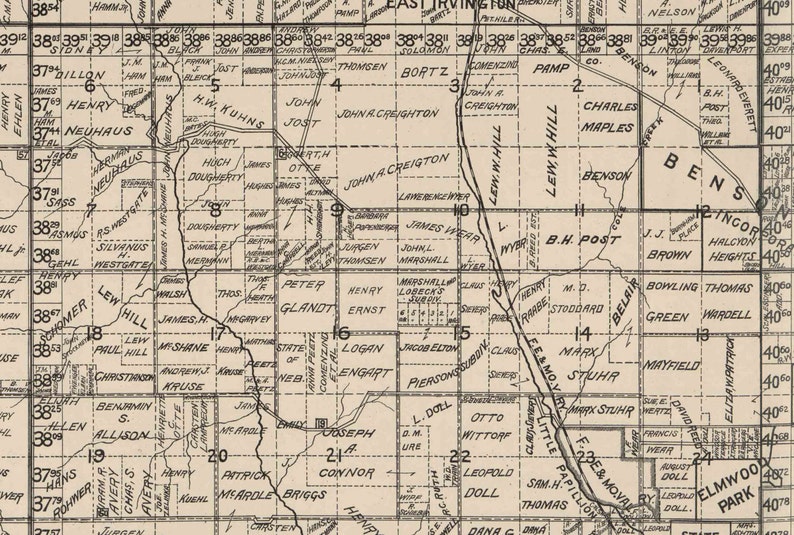 Douglas County Nebraska 1900 Old Wall Map Reprint With - Etsy