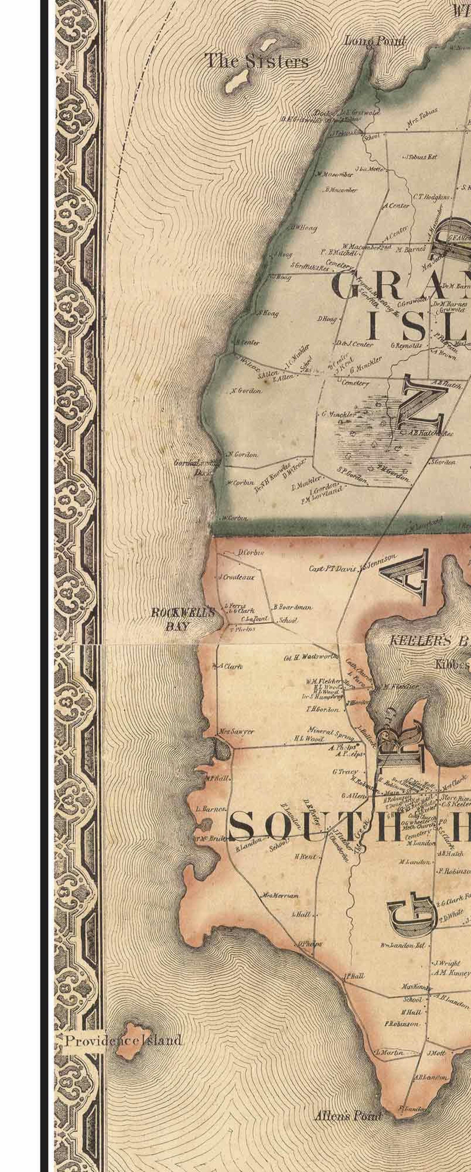 Lake Champlain & the Islands 1857 Map of Towns by Walling Composite Map ...