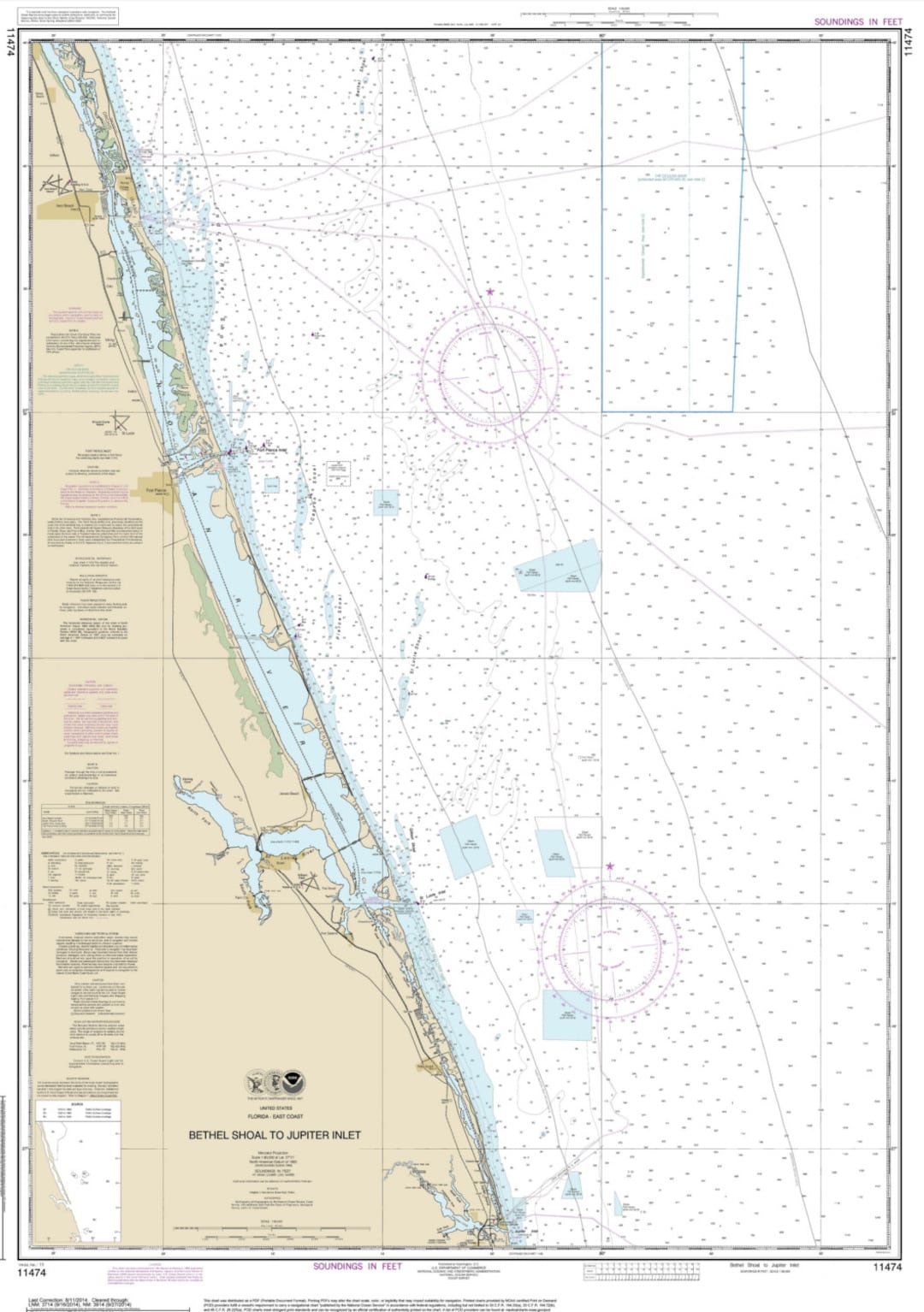 Bethel Shoal to Jupiter Inlet 2014 Nautical Map Florida 80000 AT Chart ...