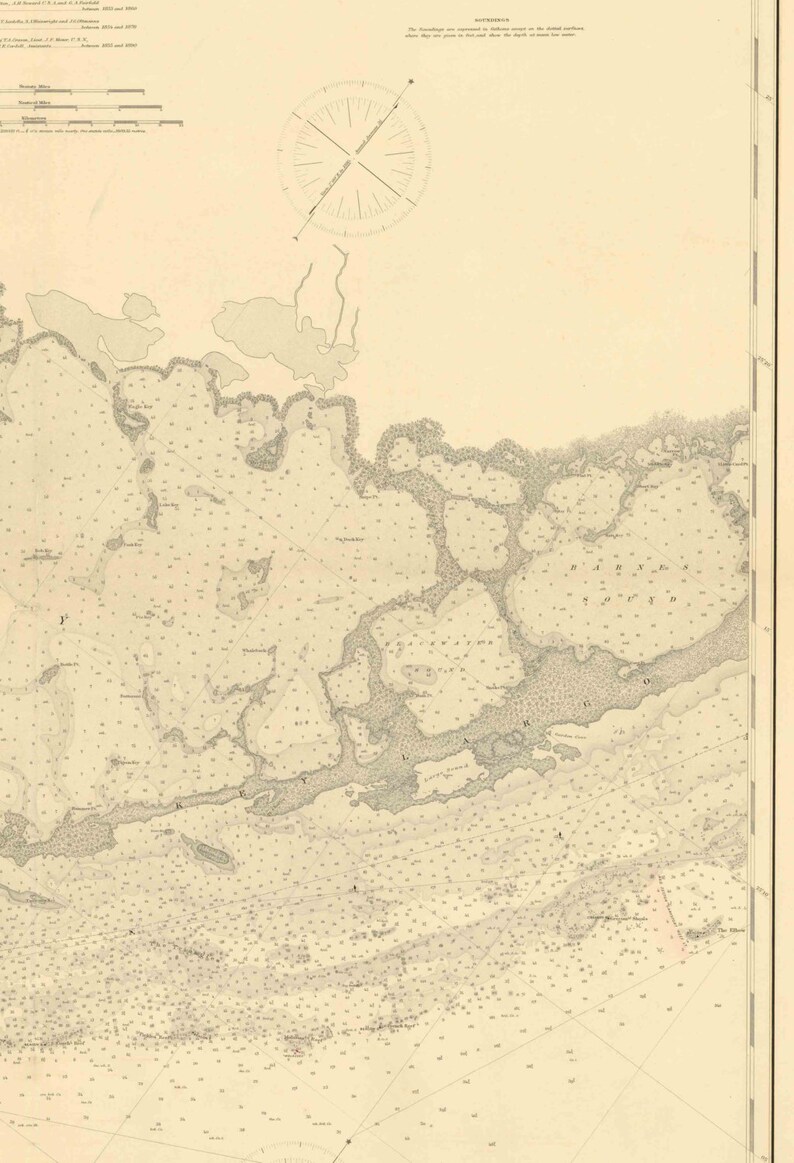 The Elbow to Lower Matecumbe Key 1895 Nautical Map Reprint - Etsy