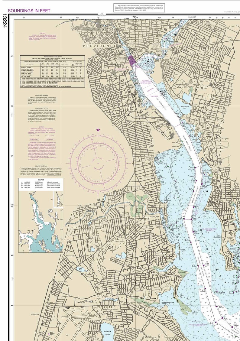 Providence River RI 2013 Nautical Map by the USCGS Reprint - Etsy
