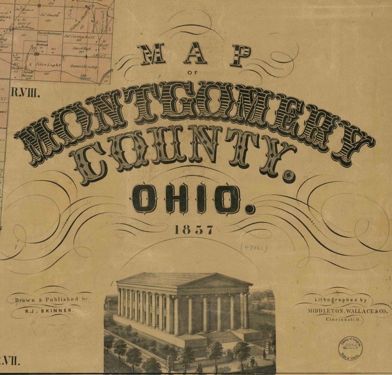 Montgomery County Ohio 1857 Old Wall Map Reprint With Etsy