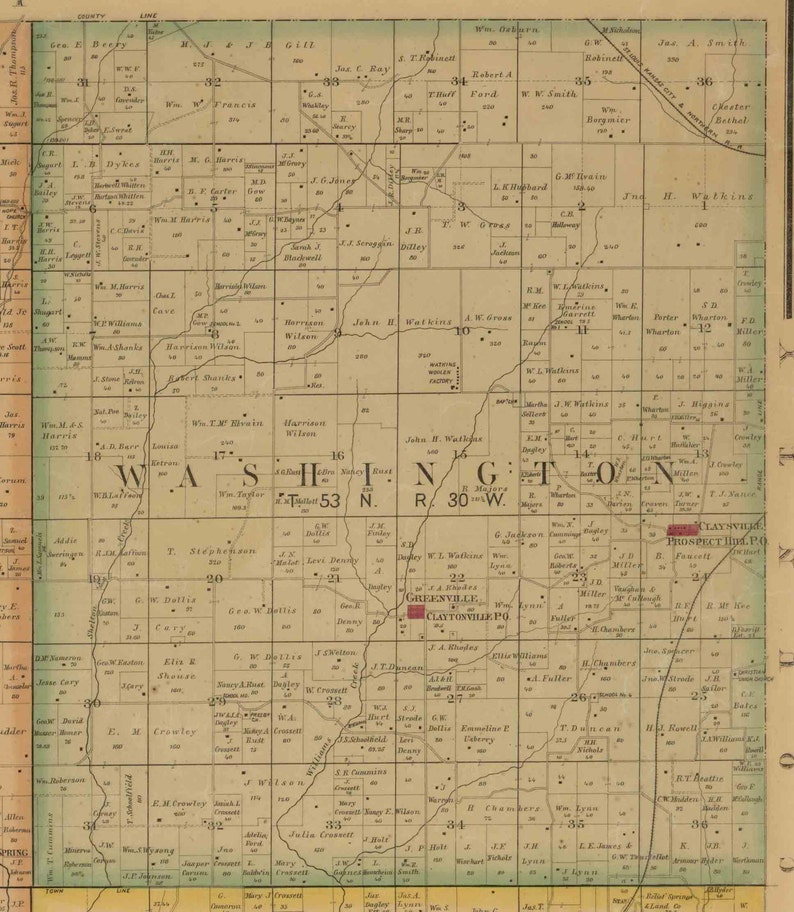 Clay County Missouri 1887 Old Wall Map With Landowner & - Etsy Clay County Missouri 1887 Old Wall Map With Landowner & - Etsy