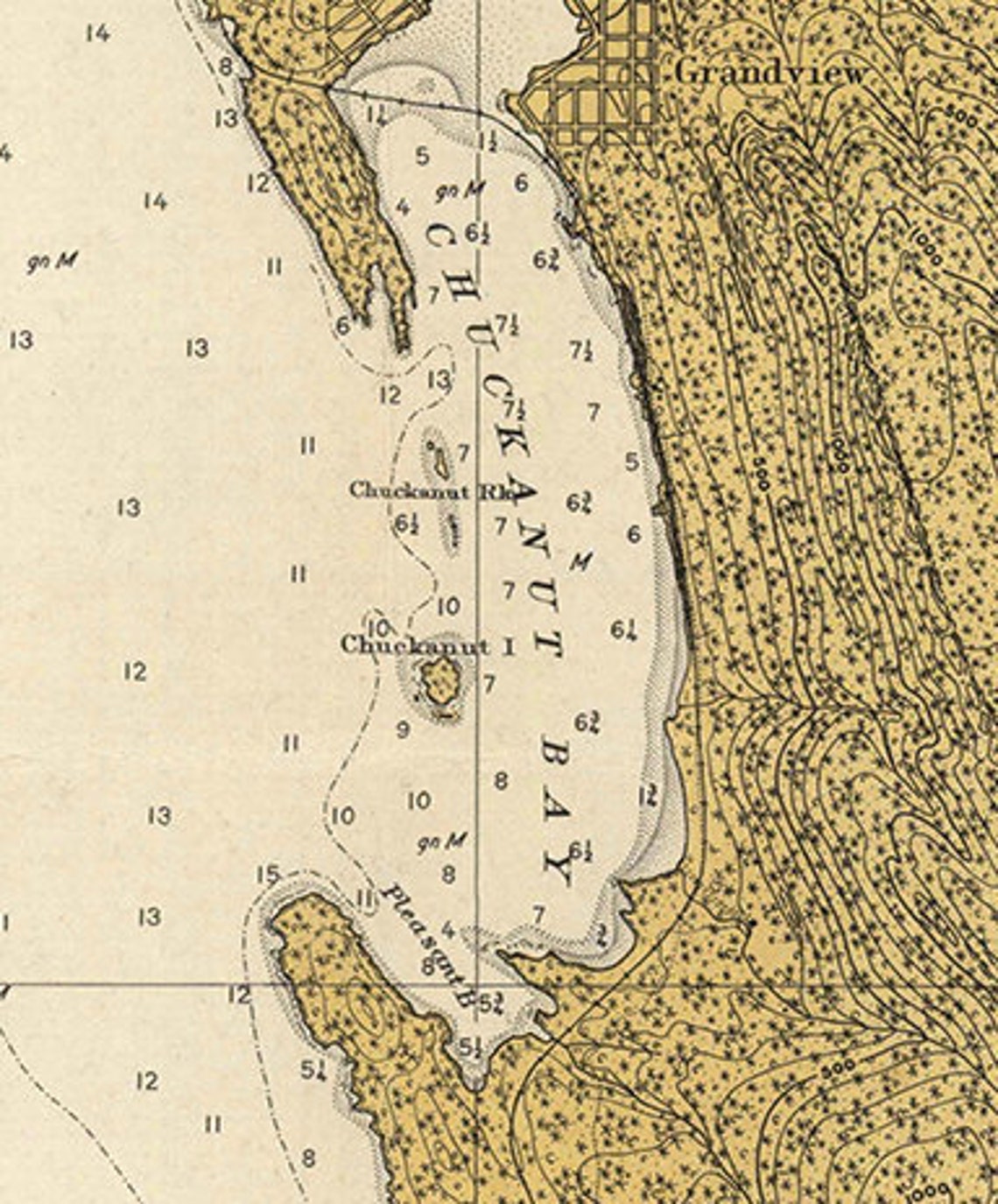 Bellingham Bay 1928 Nautical Map, Washington Reprint PC Harbors Puget ...