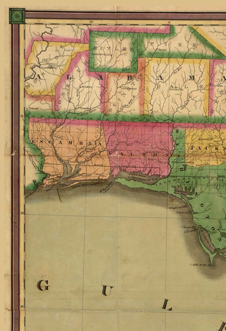 Florida 1829 State Map by Searcy Reprint - Etsy