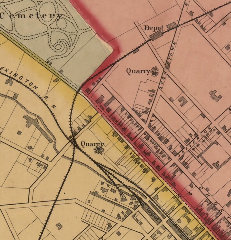 Lexington City 1861 Old Town Map Kentucky Fayette County - Map Only ...