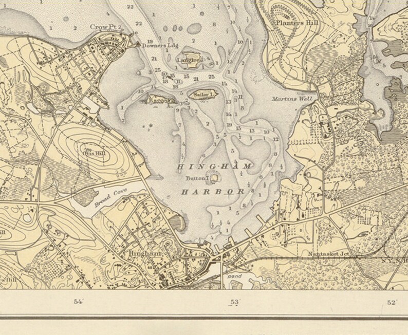 Boston Harbor, MA - 1931 Nautical Map - Reprint - AC Harbors #246 - Etsy