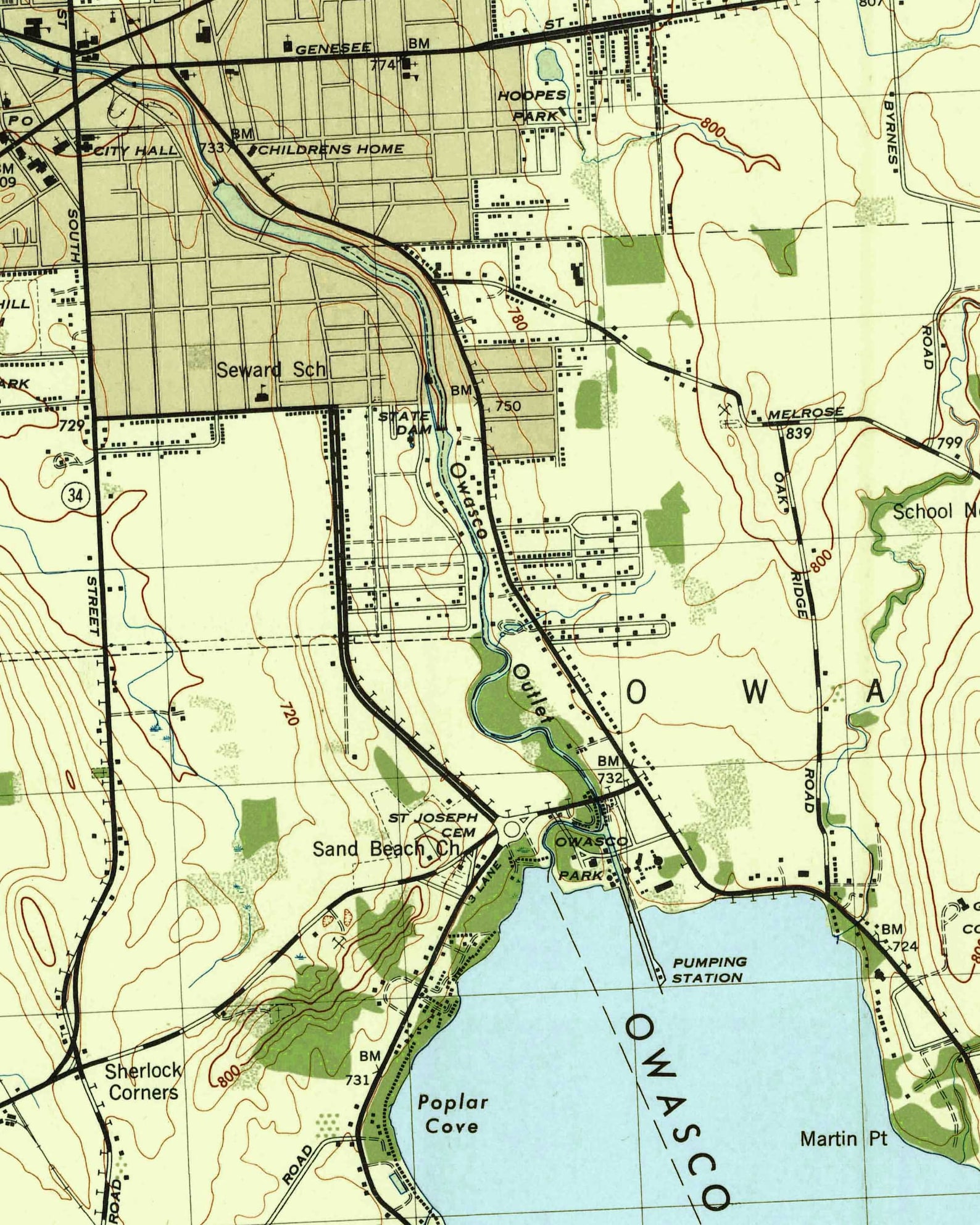 Owasco Skaneateles and Otisco Lakes Ca. 1943 USGS Old - Etsy