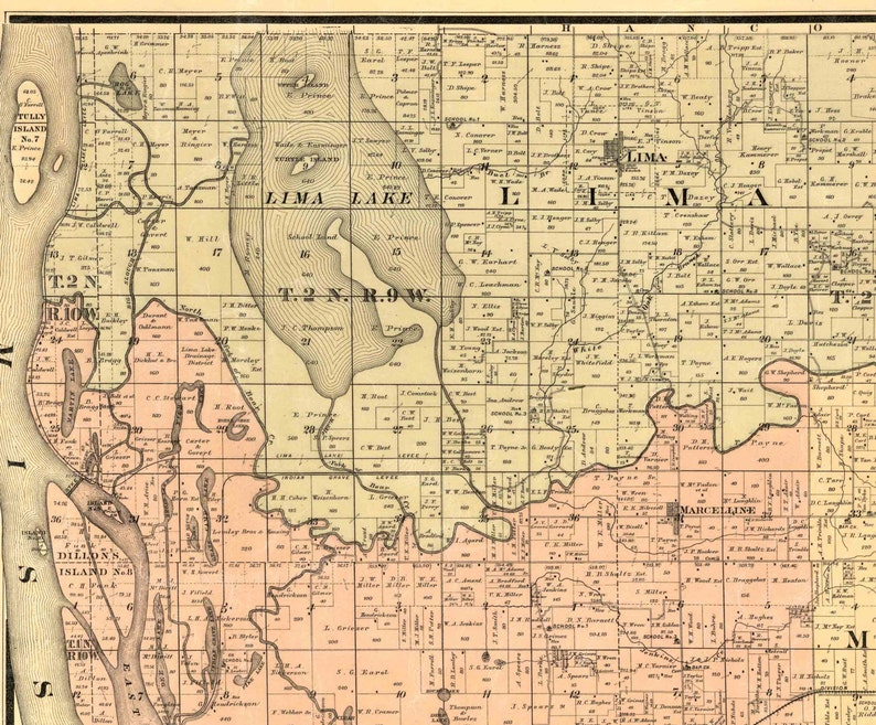 Adams County Illinois 1889 Old Wall Map Reprint With - Etsy
