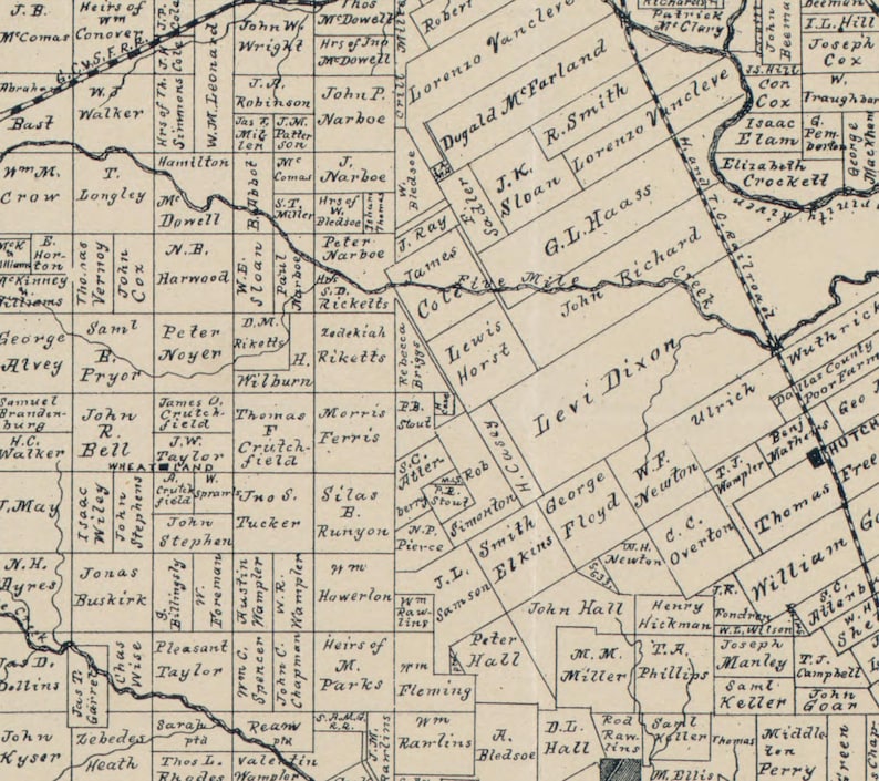 Dallas County, Texas - 1884 (1931) - Old Wall Map Reprint With Land ...