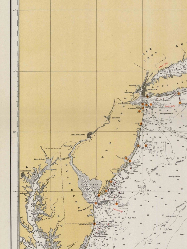 Cape Sable to Cape Hatteras 1934 Nautical Map Atlantic - Etsy