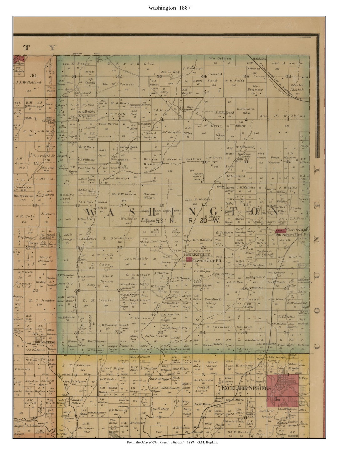 Washington 1887 Old Town Map With Homeowner Names - Greenville ...