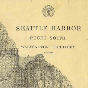 Seattle Harbor 1889 Nautical Map, Washington Territory, Reprint PC ...