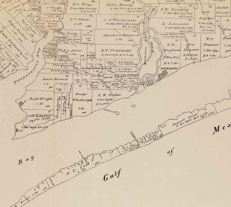 Matagorda County Texas 1879 Old Wall Map Reprint With - Etsy