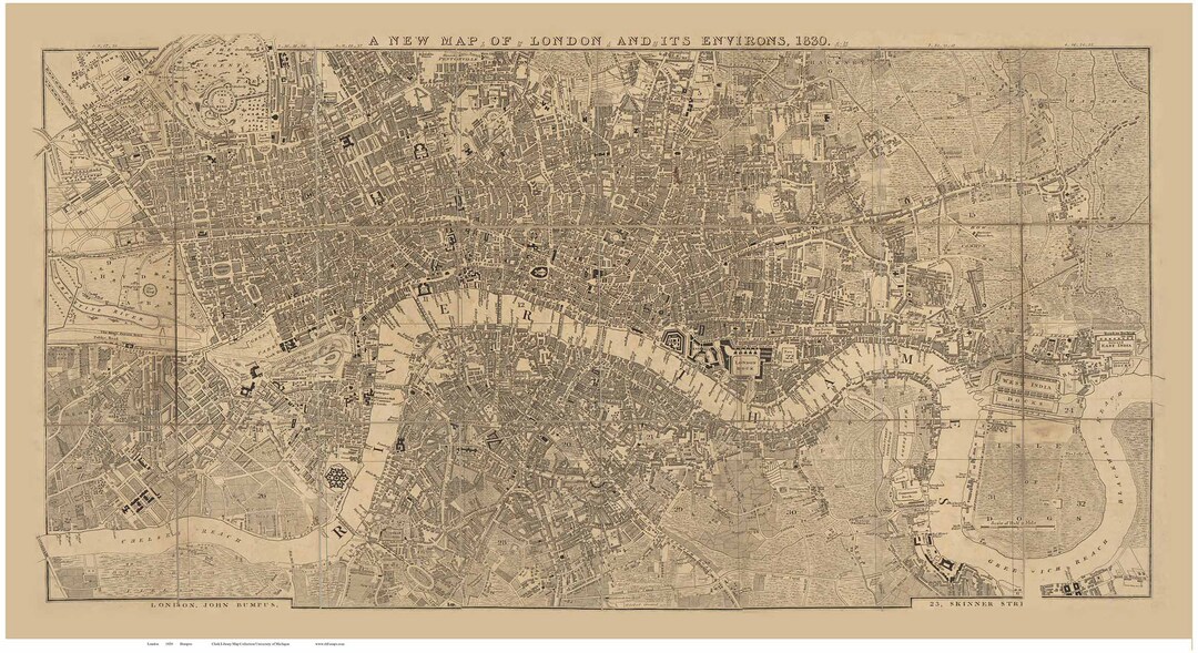 London England 1830 Old Map Reprint - Etsy
