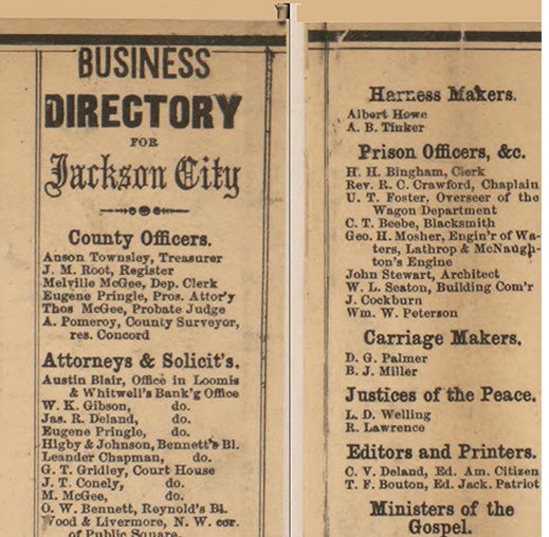 Jackson County Michigan 1858 Wall Map Reprint With Homeowner | Etsy