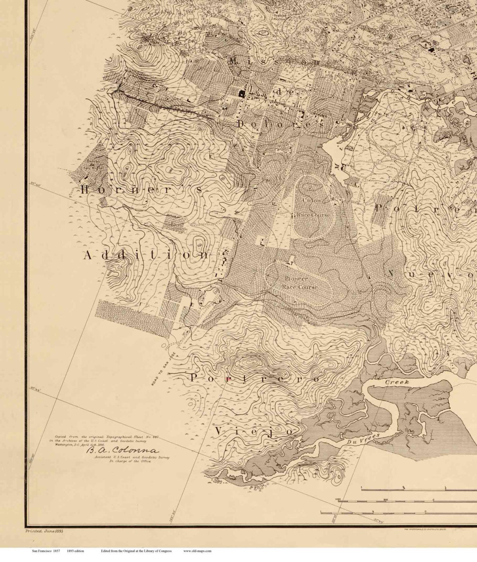 San Francisco Peninsula 1857 Old Topographic Map 1893 - Etsy