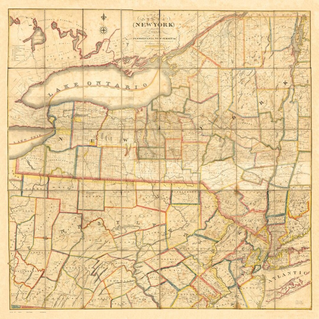 New York State 1817 Lay - Old State Map Reprint - Etsy