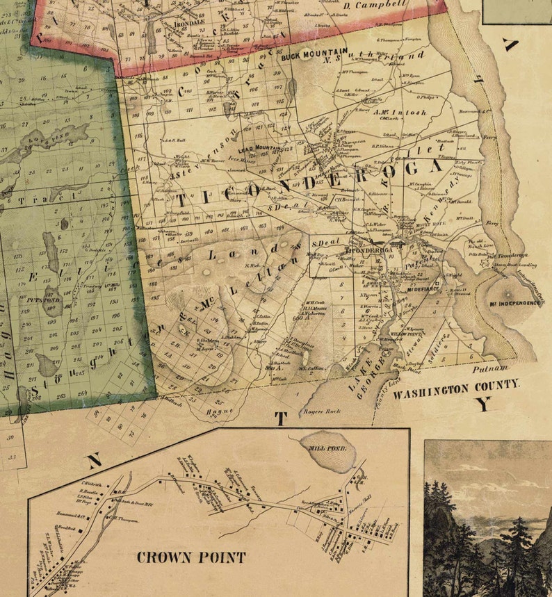 Essex County New York 1858 Old Wall Map Reprint With Etsy