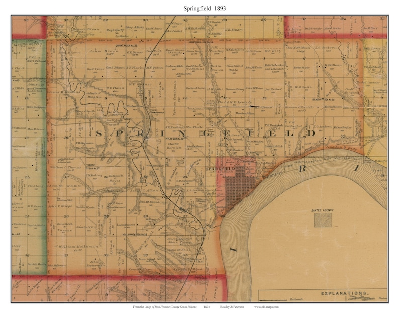 Springfield 1893 Old Town Map With Homeowner Names South - Etsy