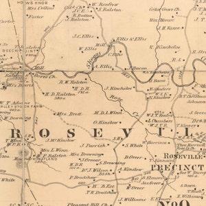 Barren County Kentucky 1877 - Wall Map With Homeowner Names - Reprint ...