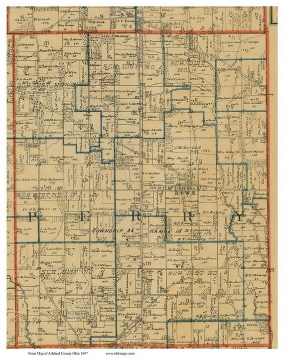 Perry 1897 Old Town Map With Homeowner Names Ohio Reprint | Etsy