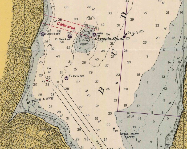 Olympia Harbor Budd Inlet 1948 Nautical Map, Washington, Reprint PC ...