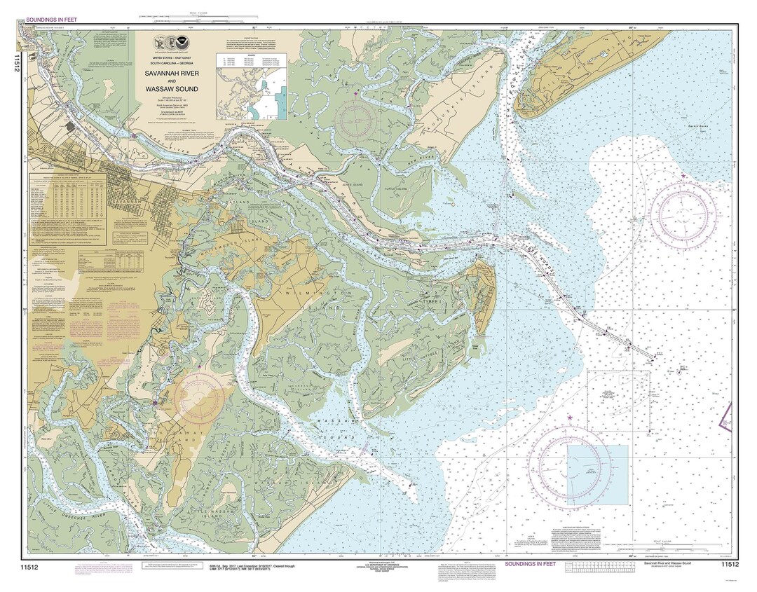 Savannah River and Wassaw Sound 2017-old Map Nautical Chart-south ...