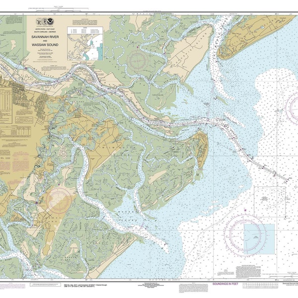 Nautical Map Georgia - Etsy