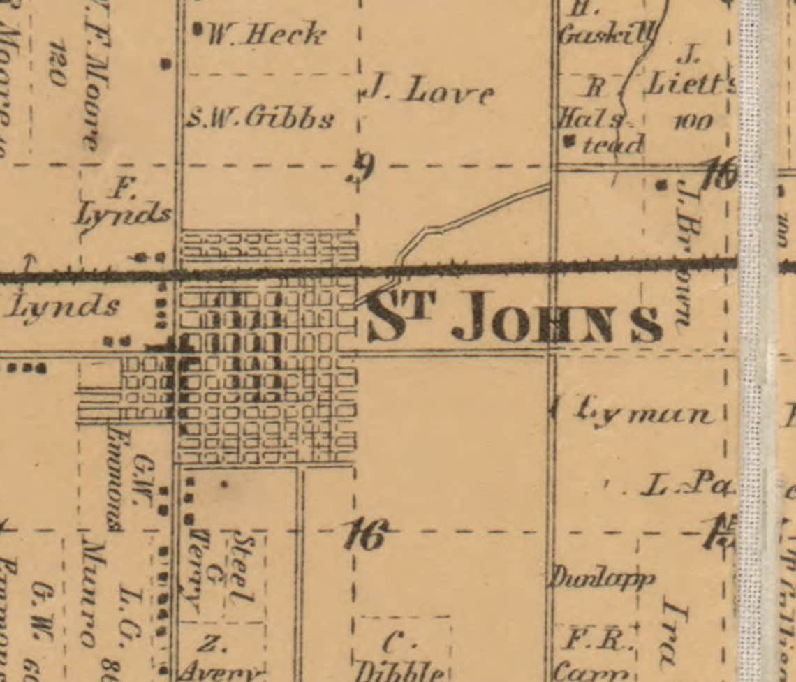 Clinton and Gratiot Counties Michigan 1864 Old Wall Map | Etsy