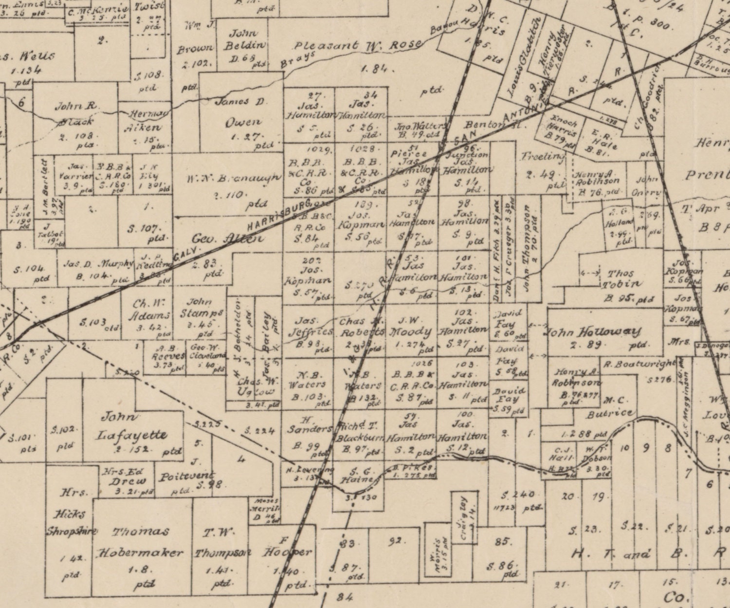 Harris County Texas 1879 Old Wall Map Reprint With Land | Etsy