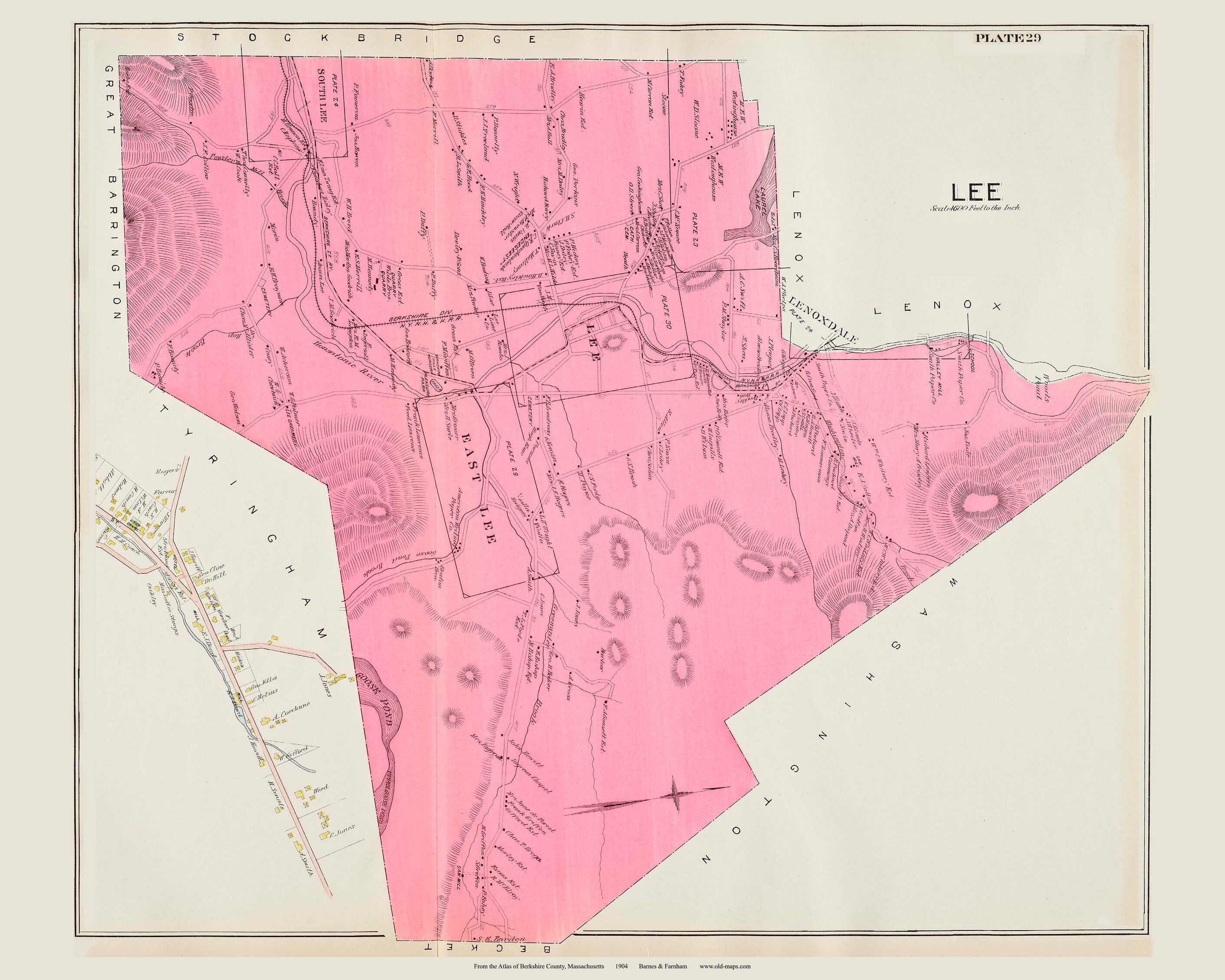 Lee 1904 Old Town Map Reprint Berkshire County Massachusetts - Etsy