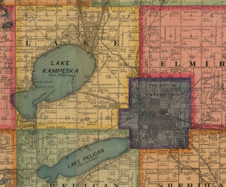 Codington County South Dakota 1898 Old Wall Map With - Etsy