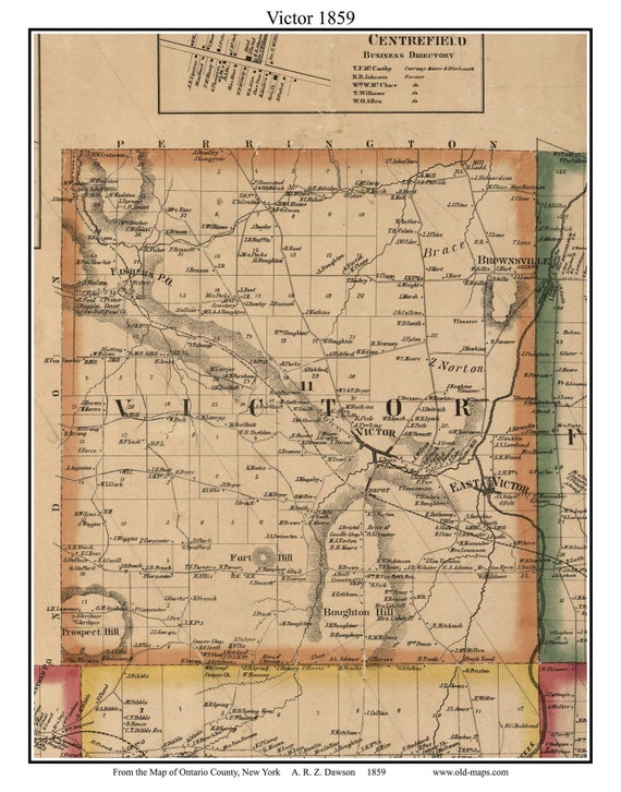 Victor 1859 Old Town Map With Homeowner Names New York | Etsy