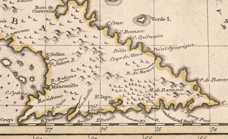 Cuba-hispaniola-puerto Rico 1752 Dominican Republican Haiti Map by ...