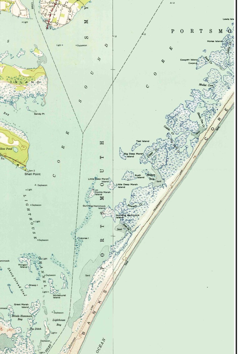 Cape Lookout - 1951 Old Topographic Map USGS Custom Composite Reprint ...