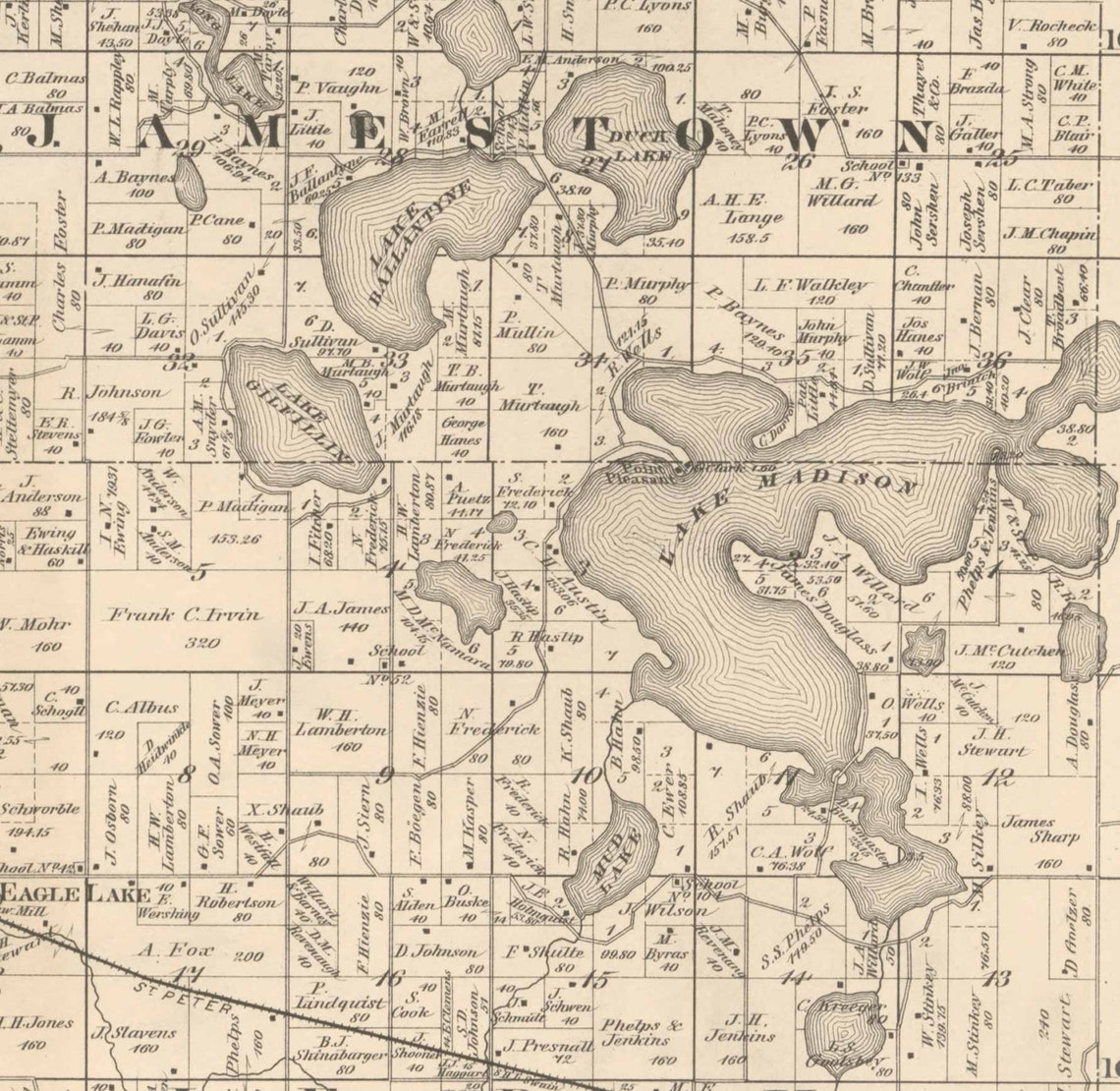 Blue Earth County Minnesota 1879 Old Wall Map Reprint With - Etsy
