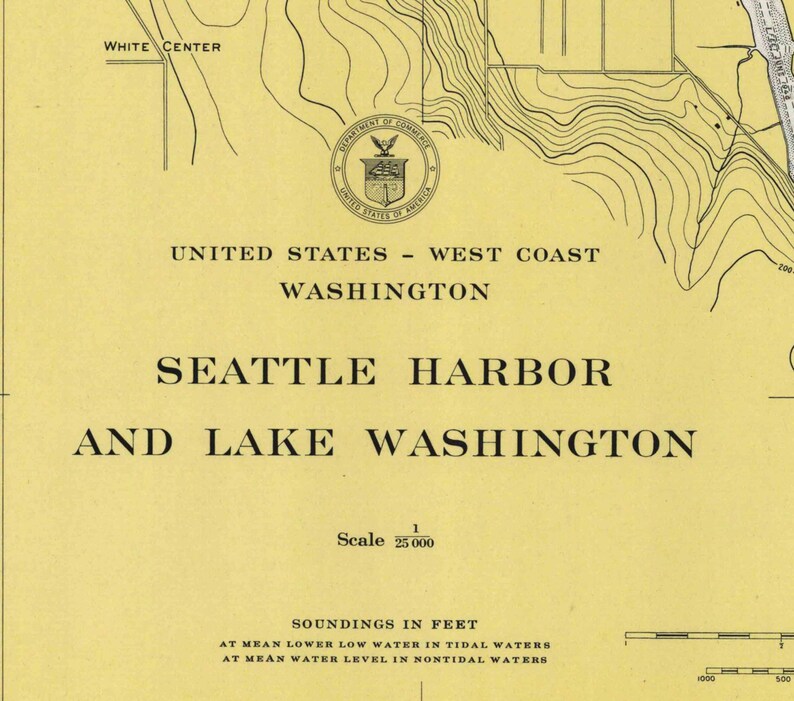 Seattle Harbor and Lake Washington 1948 Nautical Map, Washington ...