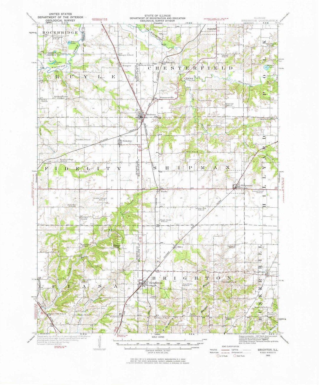 Brighton 1925 1968 Old Topo Map Medora Shipman Woodburn Quad Reprint ...