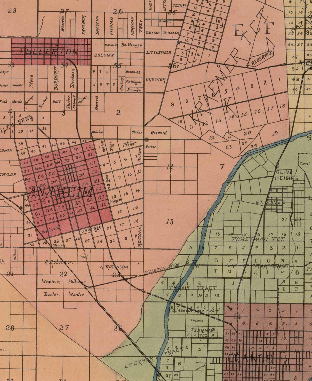 Orange County California 1889 - Old Wall Map Reprint With Landowner ...