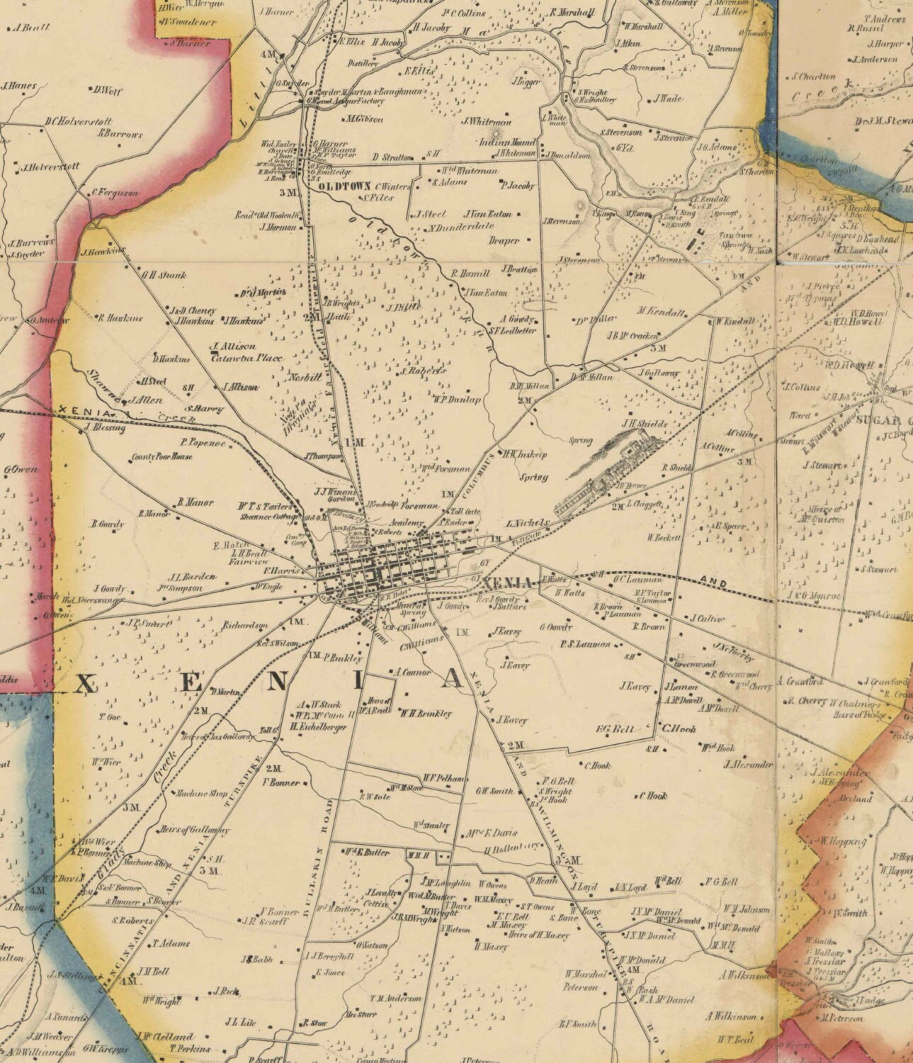Greene County Ohio 1855 - Old Wall Map Reprint With Homeowner Names ...