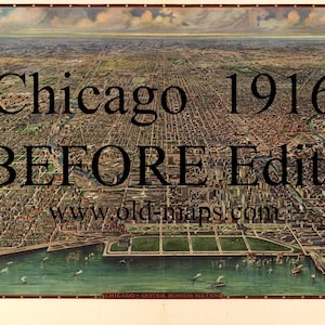 Chicago Illinois - 1916 - Birds Eye View Custom -reincke Reprint - Etsy
