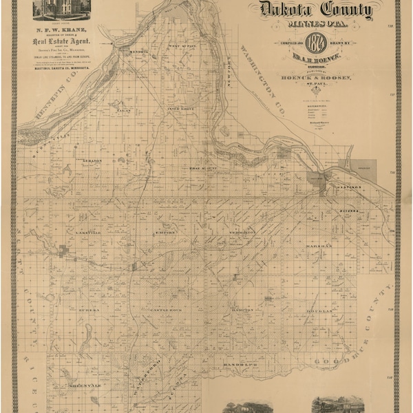 Harrison 1858 Old Town Map With Homeowner Names Ohio Reprint Genealogy ...