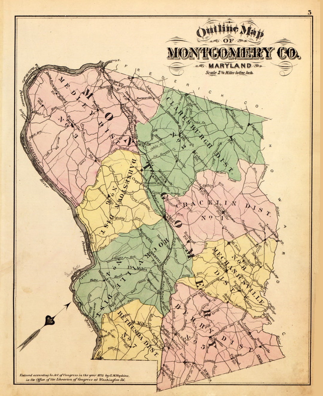 Montgomery County 1879 Old Map - Montgomery Co Reprint Atlas MD TM - Etsy