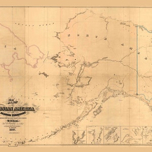 Alaska 1867 State Map - Russian America - Lewis - Reprint - Etsy