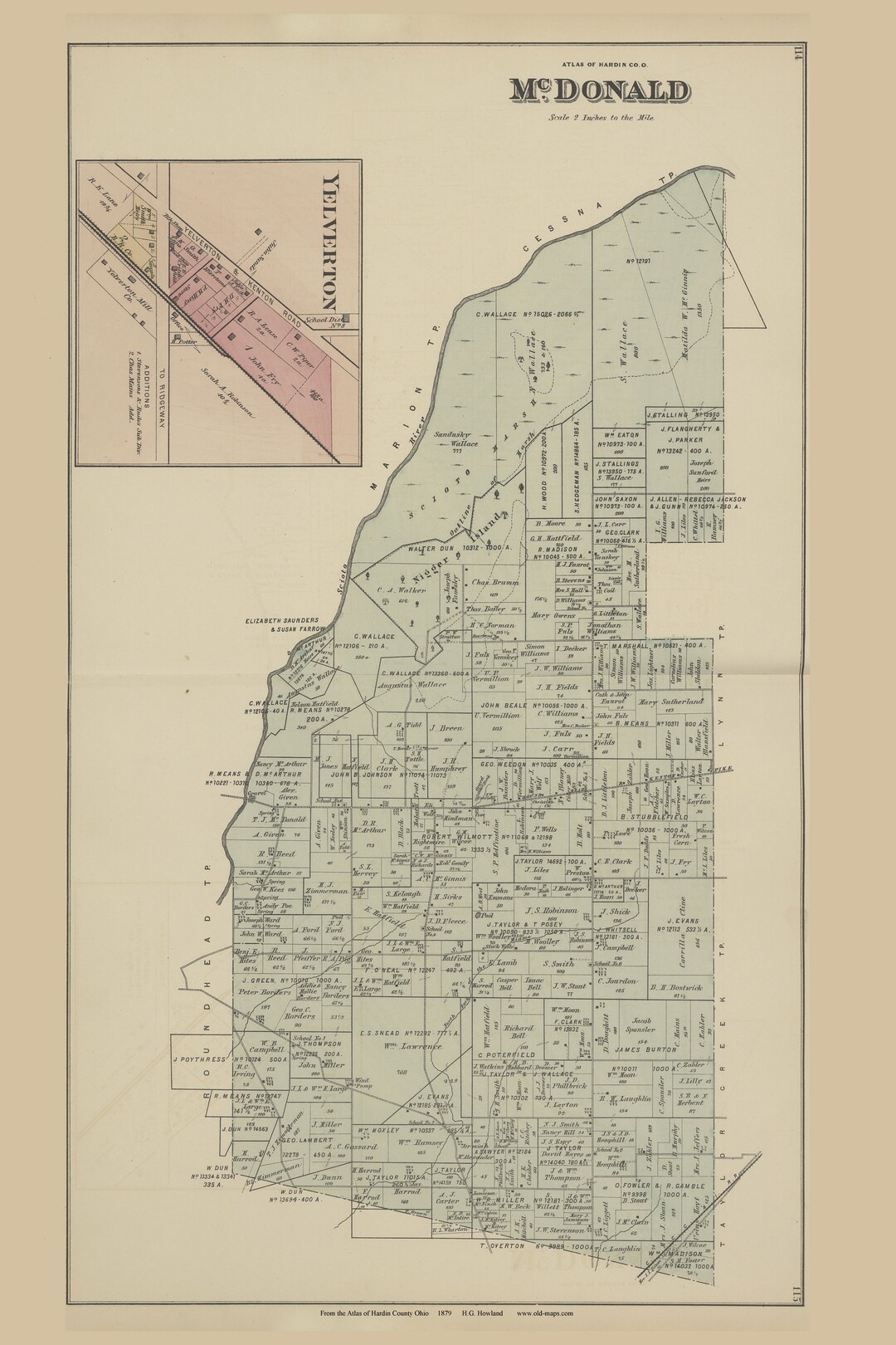 Mcdonald 1879 - Old Town Map Reprint - Hardin County, Ohio - Homeowner ...