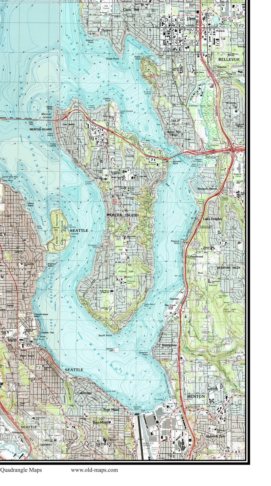 Seattle and Lake Washington 1983 USGS Old Topographic Map - Etsy
