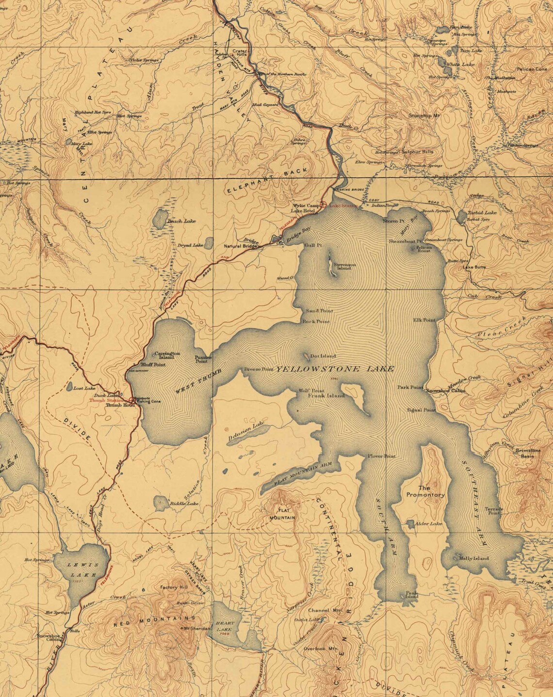 Yellowstone National Park 1912 Old Topographical Map Reprint - Wyoming ...
